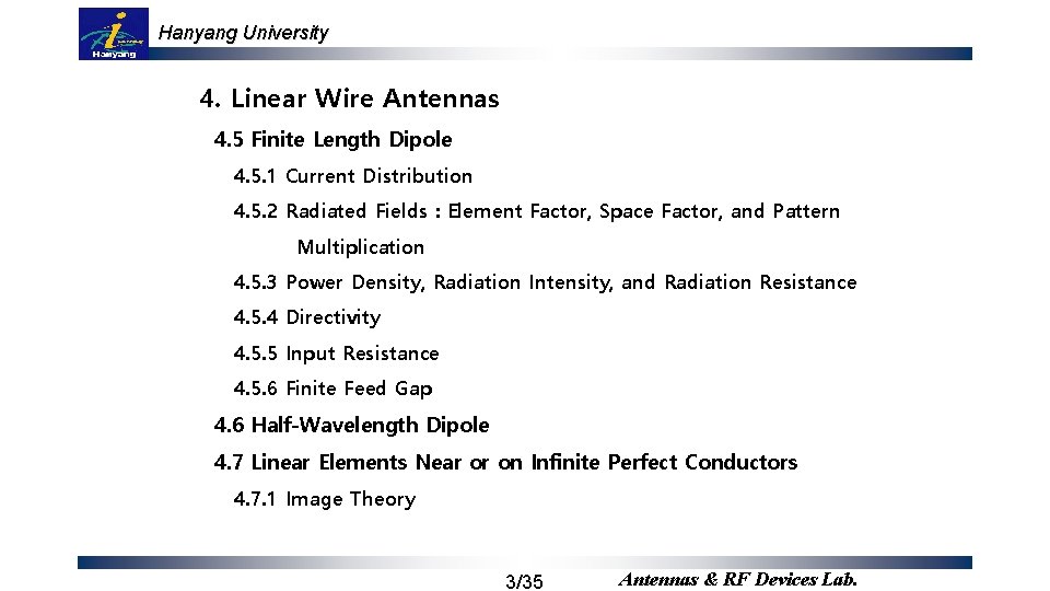 Hanyang University ANTENNA THEORY by Constantine A Balanis