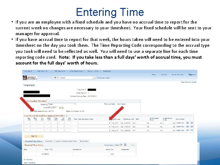 Employee Self Service with HR Direct Entering Time