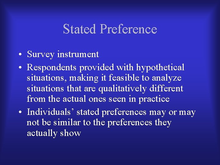 Estimating the Benefits of Bicycle Facilities Stated Preference