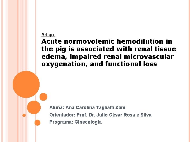 Artigo Acute normovolemic hemodilution in the pig is