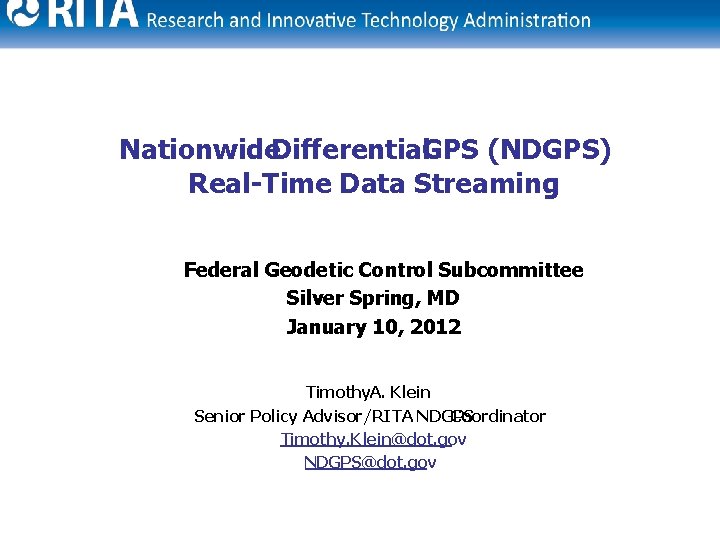 Nationwide Differential GPS NDGPS RealTime Data Streaming Federal