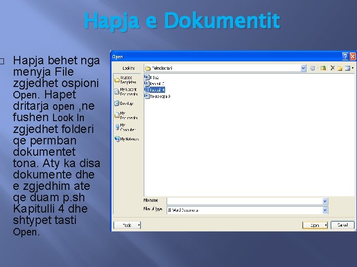 EMERTIMI I DOKUMENTIT RUAJTJA E DOKUMENTIT HAPJA E