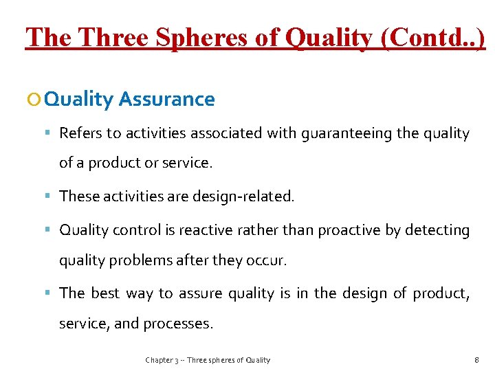 THREE SPHERES OF QUALITY Chapter 3 Prepared customized