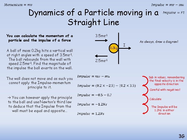 Dynamics of a Particle moving in a Straight