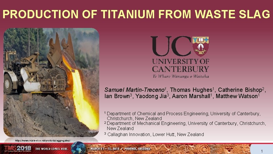 PRODUCTION OF TITANIUM FROM WASTE SLAG Samuel MartinTreceno