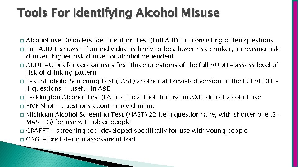 ASSESSMENTand SCREENING TOOLS March 2016 LEARNING OUTCOMES How
