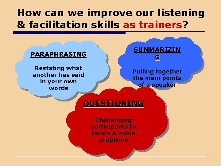 Communication Skills The most valuable training facilitation skill