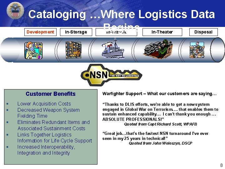 Mission To provide interoperable integrated quality logistics data