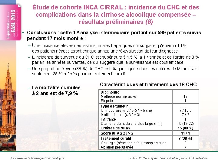 tude de cohorte INCA CIRRAL incidence du CHC