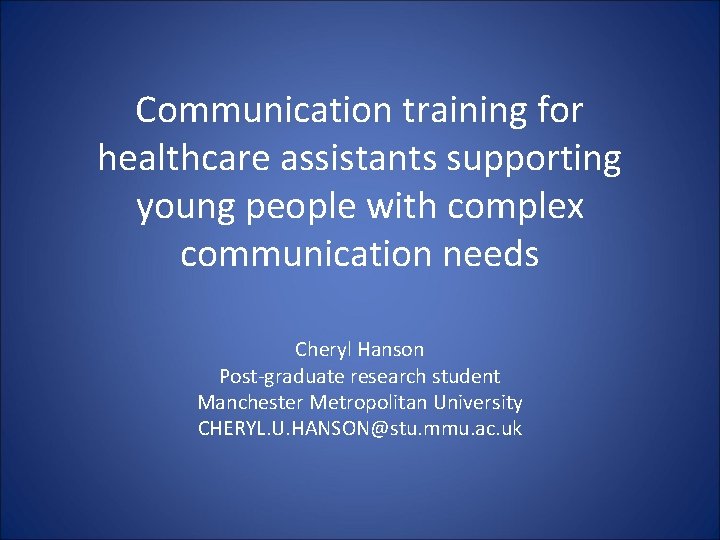 Communication training for healthcare assistants supporting young people