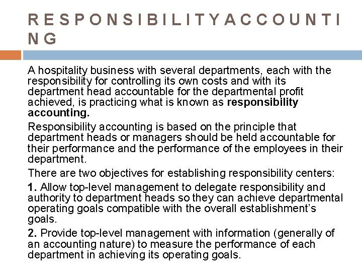 HOSPITALITY MANAGEMENT ACCOUNTING CHAPTER 1 BASIC FINANCIAL ACCOUNTING