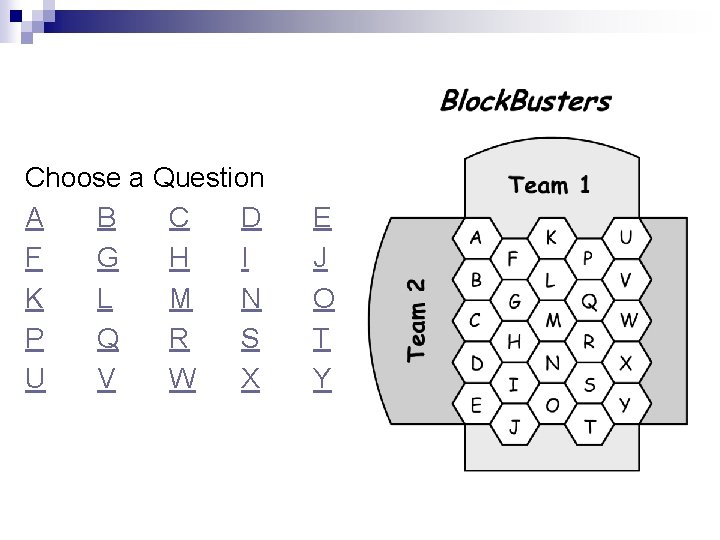 Blockbusters Writing Equations Rules of the Game n