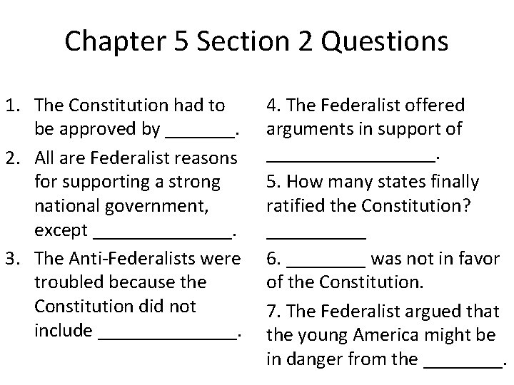 Chapter 5 Section 2 Questions 1 The Constitution