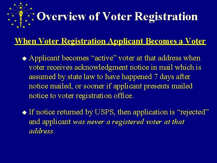 Overview of Voter Registration Resources u Voter Registration