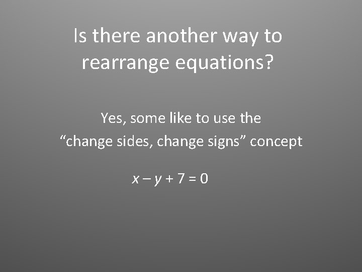 Year 9 An Introduction to Changing the Subject