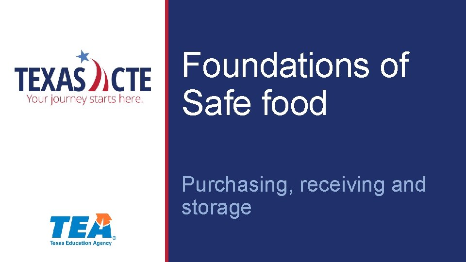Foundations of Safe food Purchasing receiving and storage