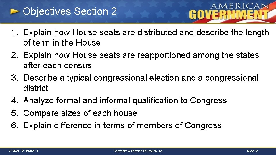 Chapter 4 Congress Objectives Section 1 1 Explain