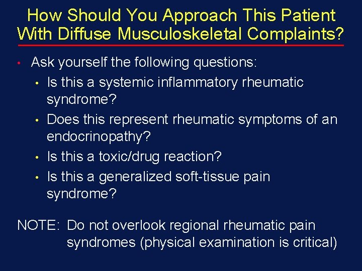 High Impact Rheumatology Diffuse Arthralgias and Myalgias Case