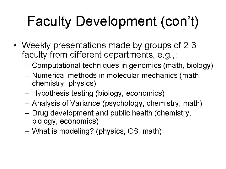 Links between biology and math at Haverford College