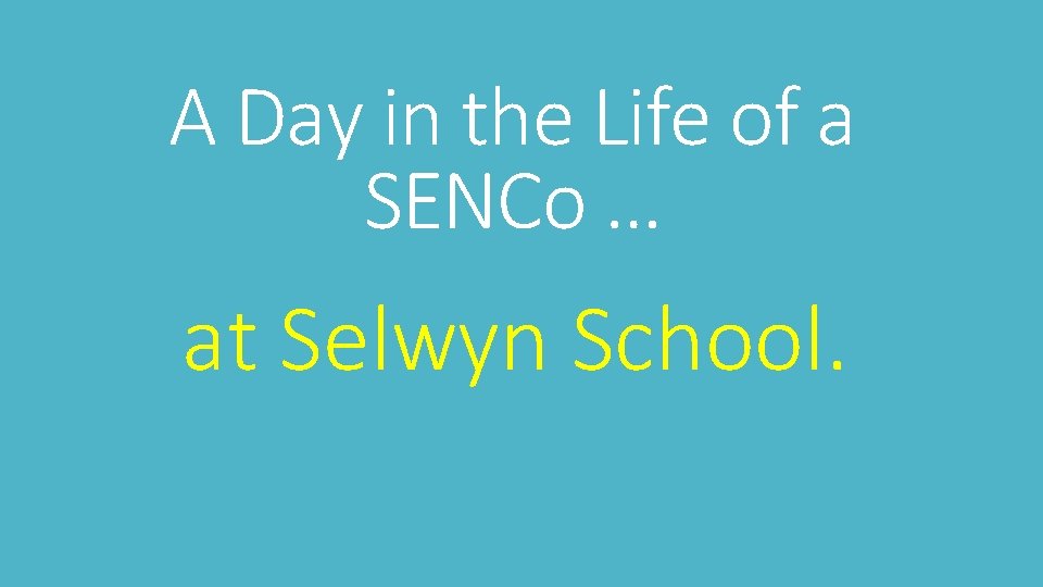 A Day in the Life of a SENCo