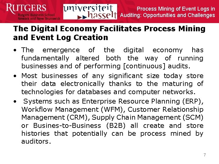 PROCESS MINING OF EVENT LOGS IN AUDITING OPPORTUNITIES