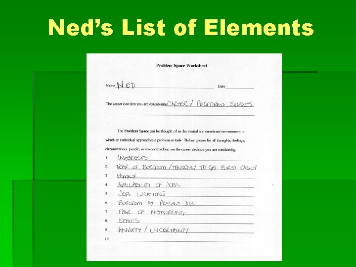 Problem Mapping in Career Counseling The Nexus of