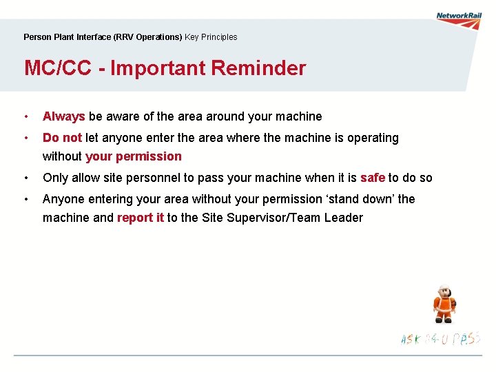 Lifesaving Rule Plant Exclusion Zones RRV Operations Key