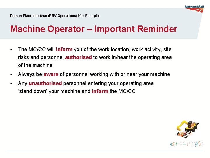 Lifesaving Rule Plant Exclusion Zones RRV Operations Key