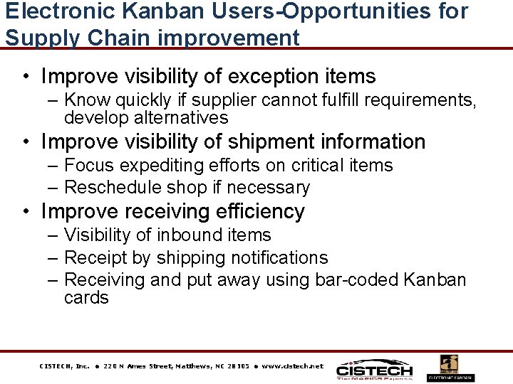Supplier Portal for Electronic Kanban Users Eric Wagner