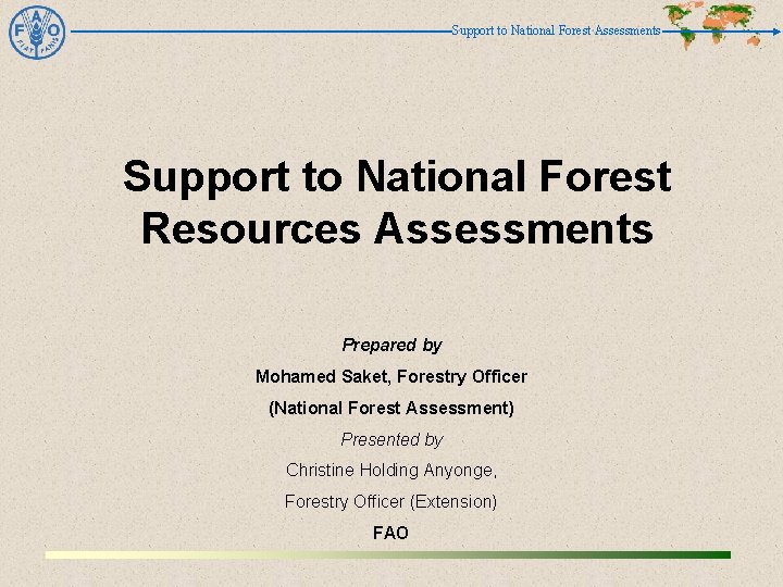Support to National Forest Assessments Support to National