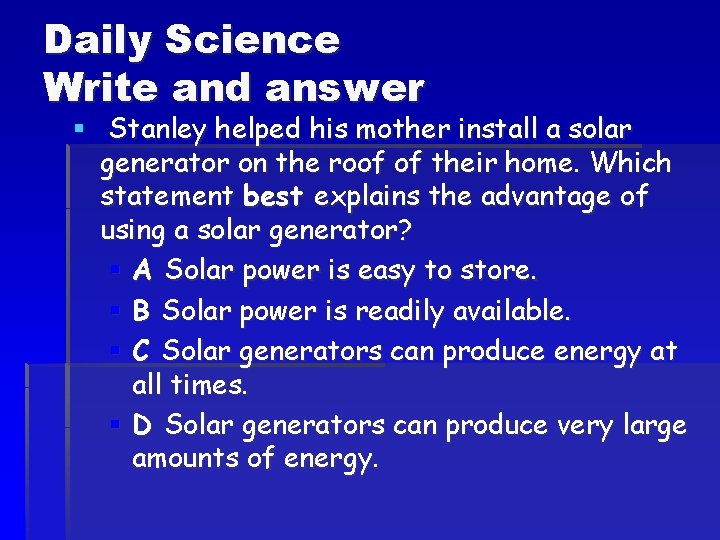 Daily i Leap Science Questions th 6 Grade