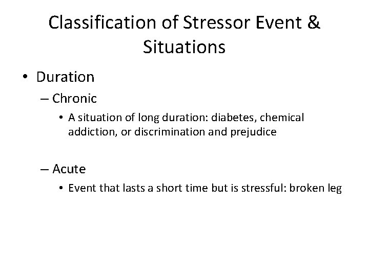 Classification of Stressor Event Situations Source Internal Events