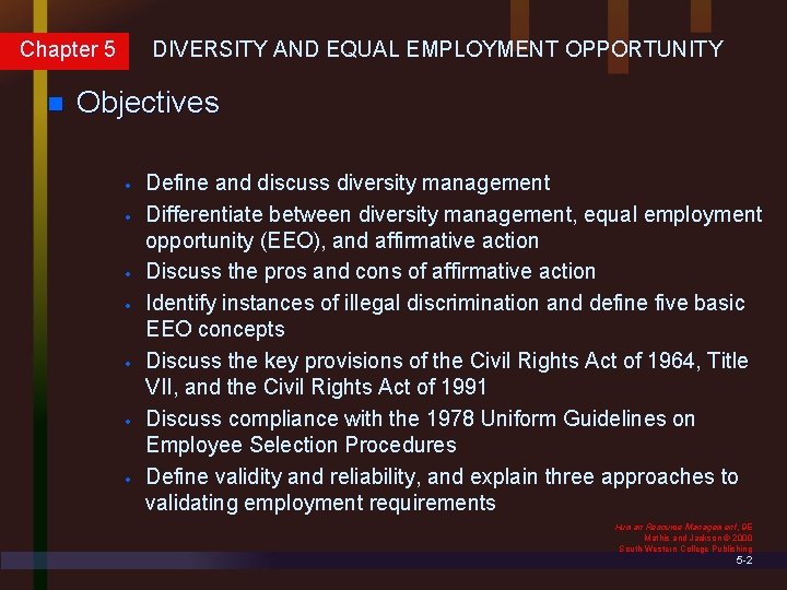 CHAPTER 5 DIVERSITY AND EQUAL EMPLOYMENT OPPORTUNITY Chapter