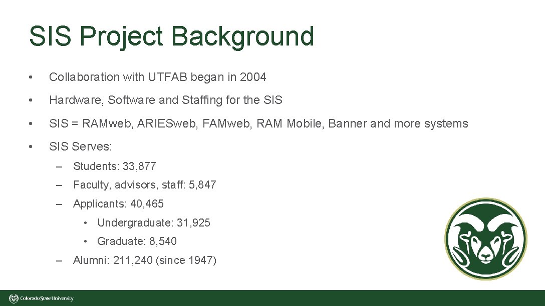 Student Information System SIS Report Presentation to the