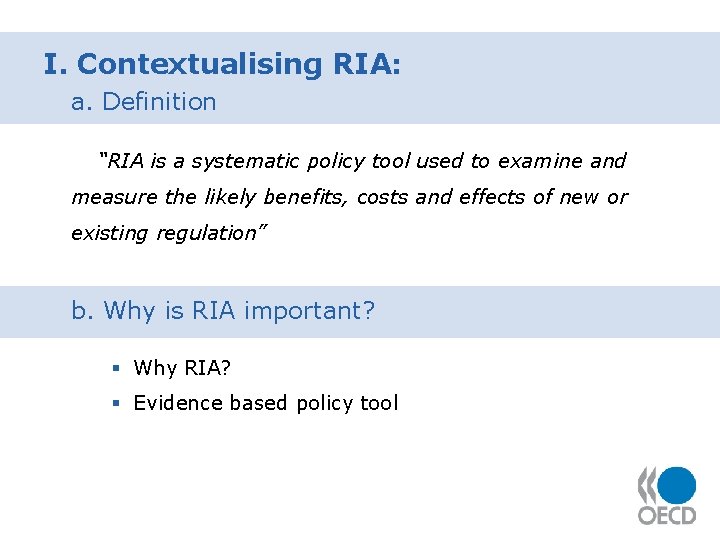 OECD good practices for setting up an RIA