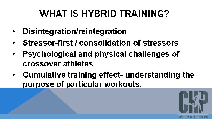 AN INTRODUCTION TO APPLIED HYBRID TRAINING METHODOLOGY UNDERSTANDING
