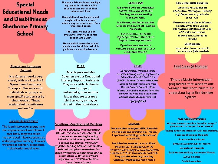 Special Educational Needs and Disabilities at Sherborne Primary