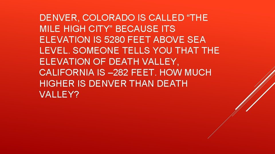 UNIT 7 STUDY GUIDE Integers A SCUBA DIVER