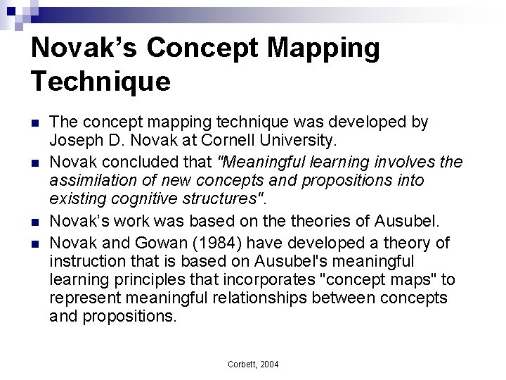 Concept Mapping Dr Idna M Corbett West Chester