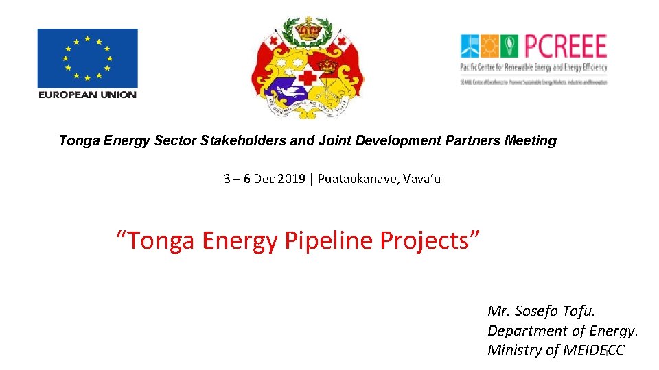 Tonga Energy Sector Stakeholders and Joint Development Partners
