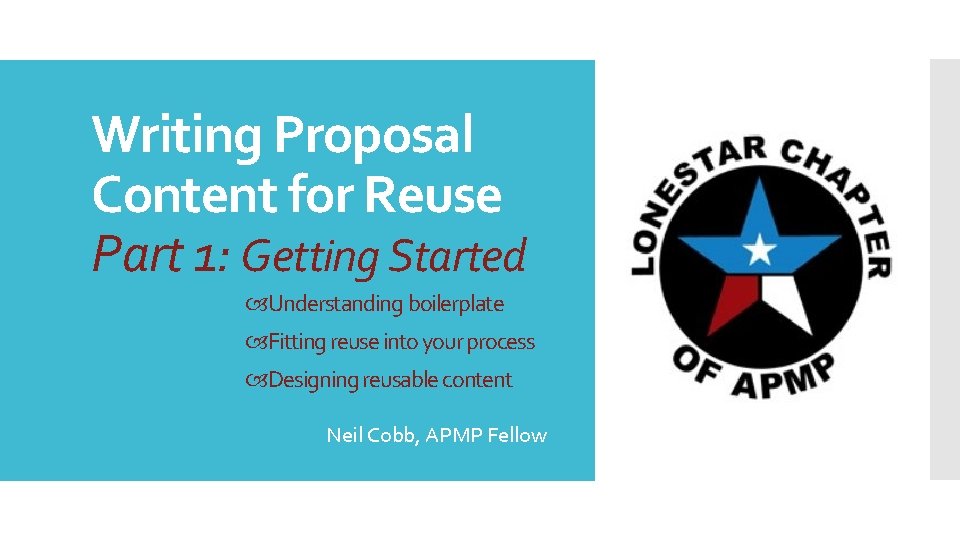Writing Proposal Content for Reuse Part 1 Getting
