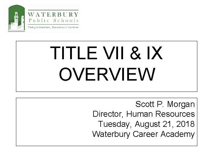 TITLE VII IX OVERVIEW Scott P Morgan Director
