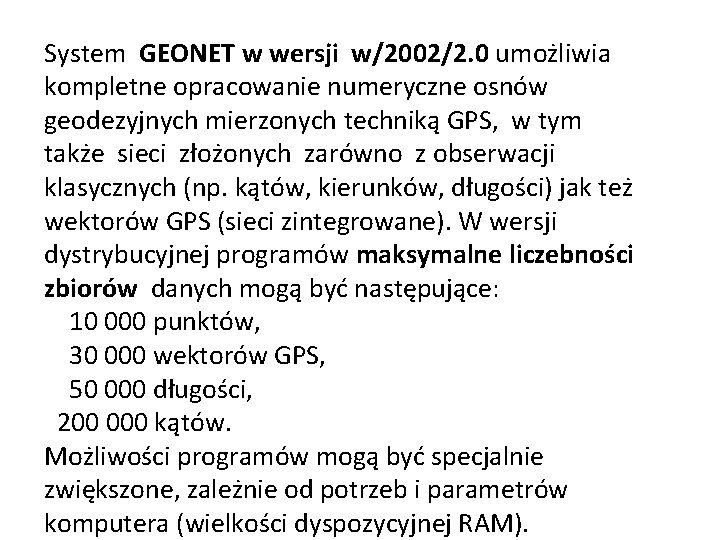 Wyrwnywanie sieci GPS GPS w systemie GEONET System