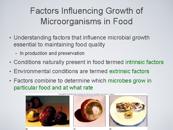 Food Microbiology Factors Influencing Growth of Microorganisms in