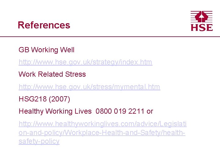Health and Safety Executive HSE update March 2015