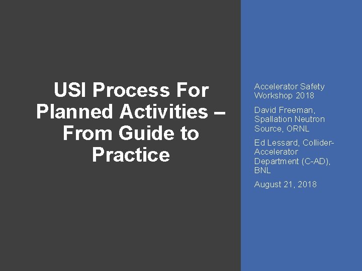 USI Process For Planned Activities From Guide to