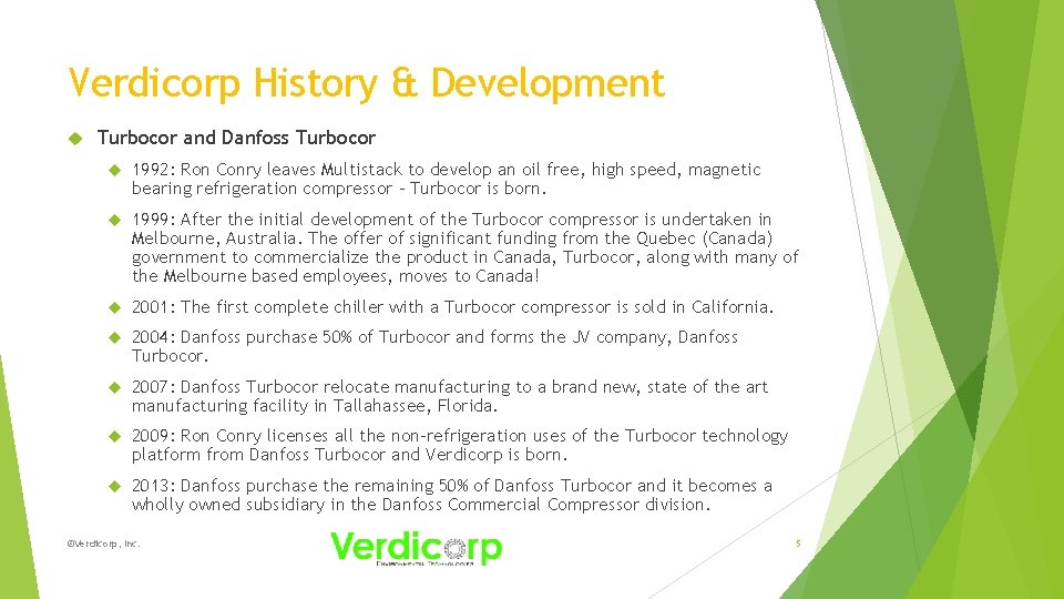 Verdicorp Organic Rankine Cycle Turbine Introduction Verdicorp Inc