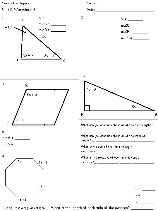 Geometry Topics Name Unit 5 Worksheet 3 Date