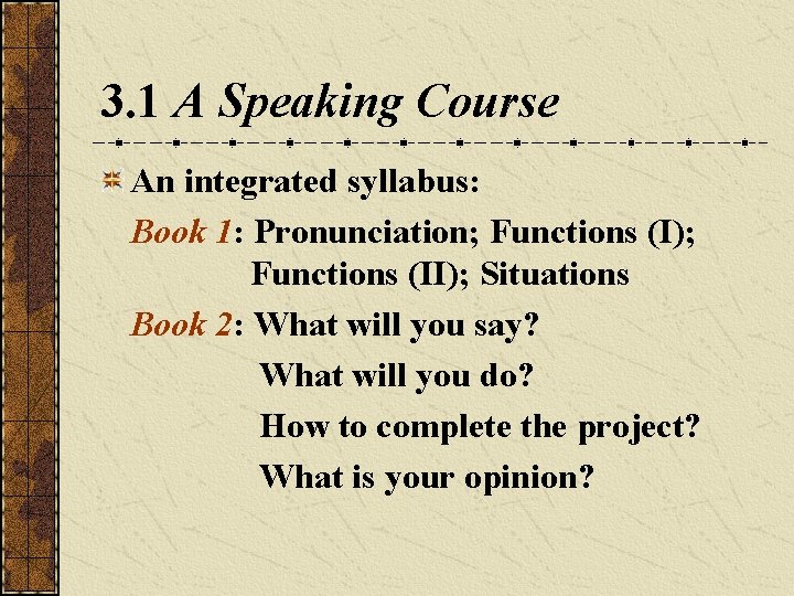 Understanding and Teaching Spoken English Outline Features of