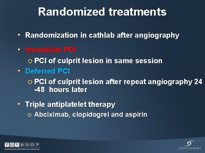 OPTIMA Optimal Timing of PCI in Unstable Angina